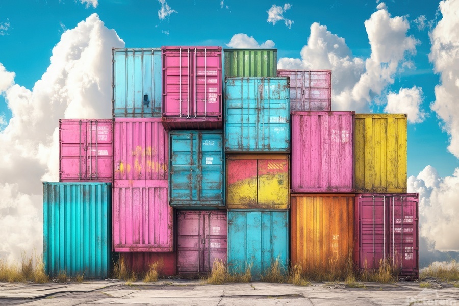 Colorful Container Chaos by Matthias Hauser Wall Art