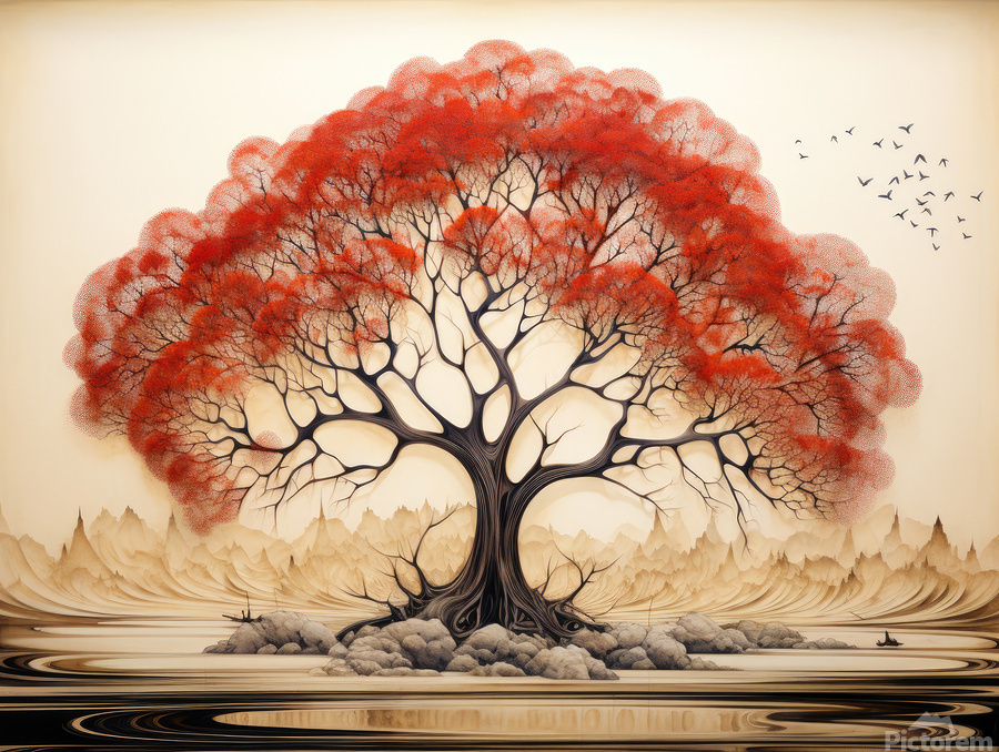 Creative Tree Art 04 Red by Matthias Hauser Wall Art