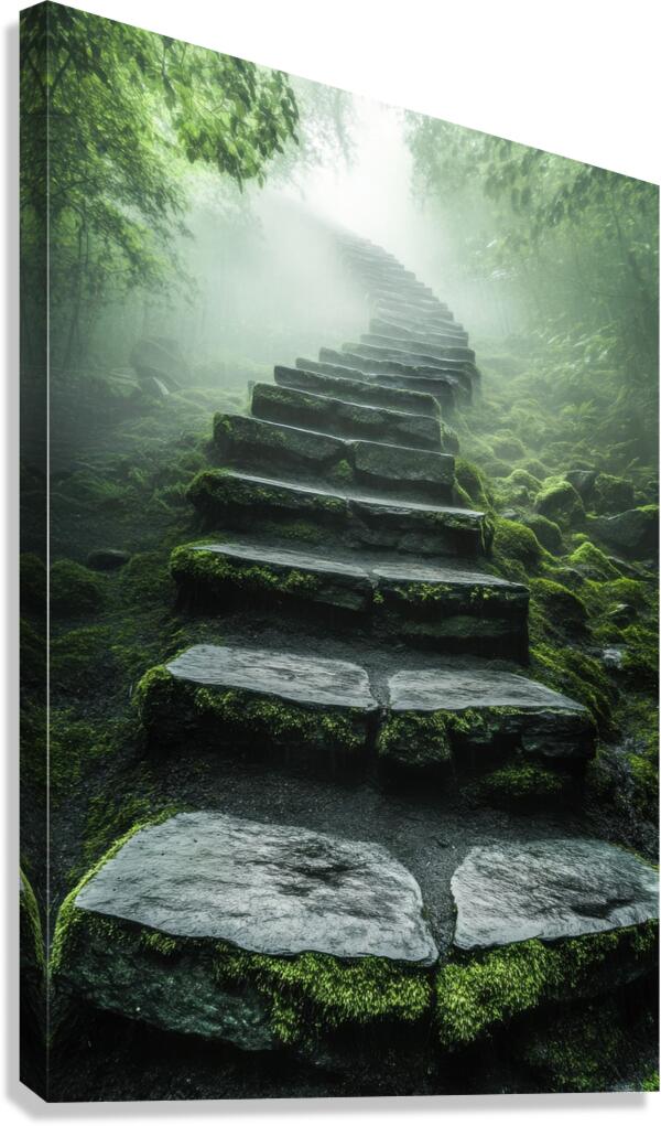 Ancient Stone Steps into the Enchanted Forest by Matthias Hauser Wall Art