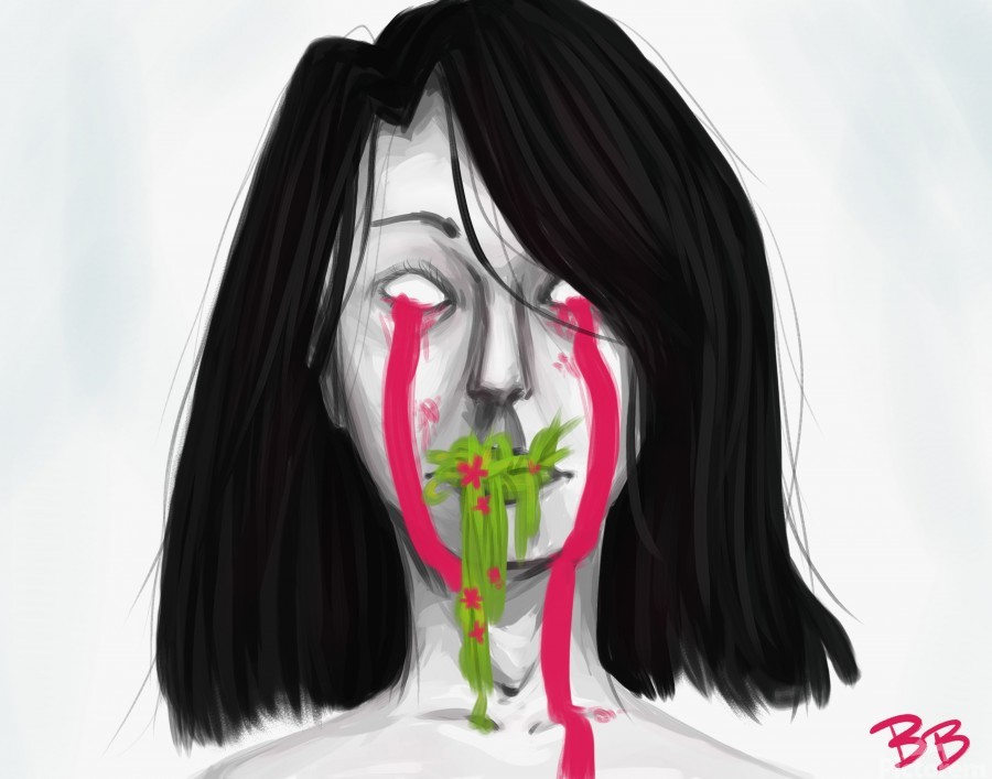 bleeding from the mouth by Benita B Wall Art