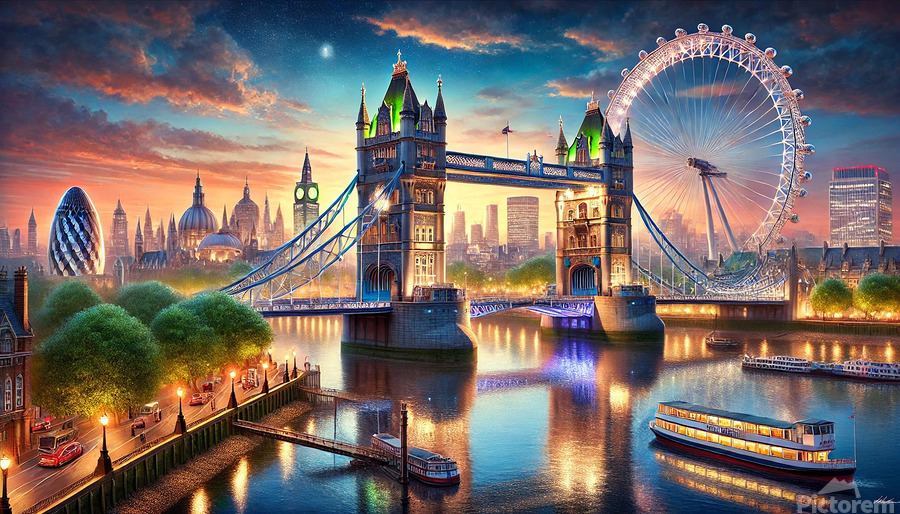 Timeless London: Iconic Landmarks at Sunset by amsondos Wall Art