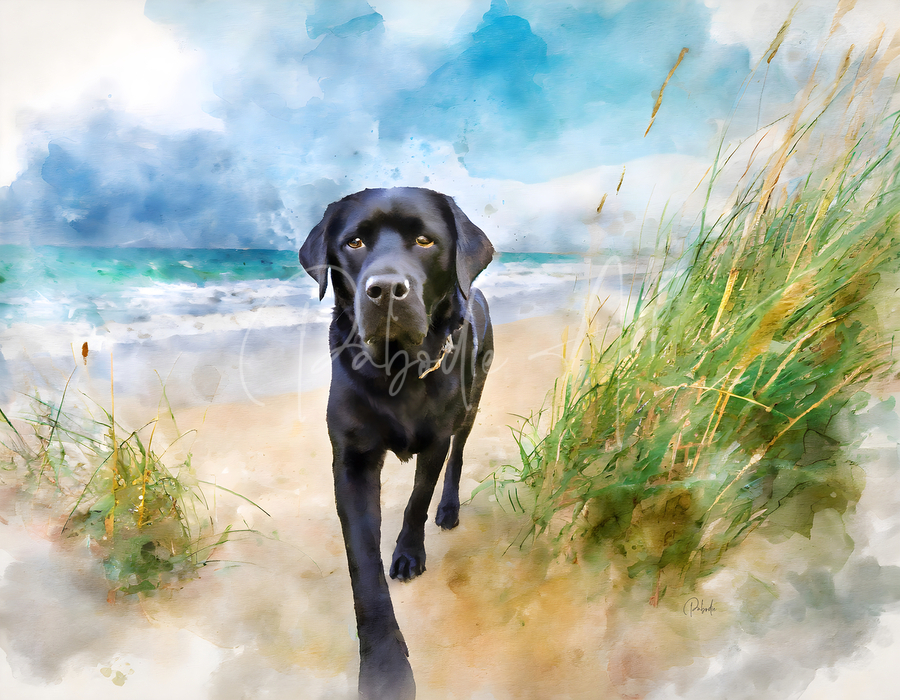 Black Lab Living His Best Life by Pabodie Art Wall Art