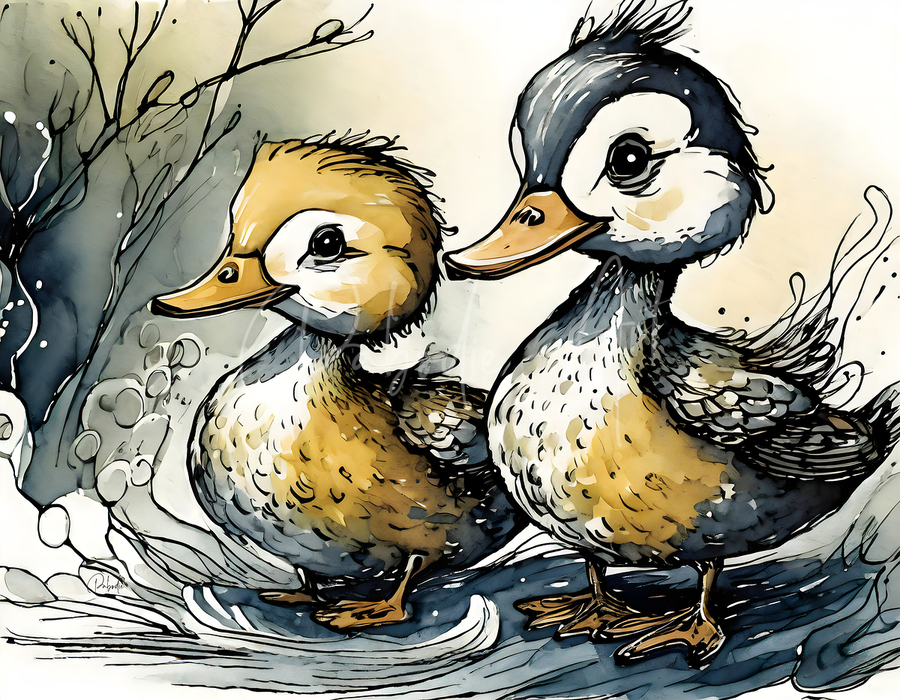 Double Ducks by Pabodie Art Wall Art