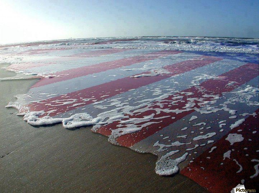 american flag overlay waves by MonicaVee Wall Art