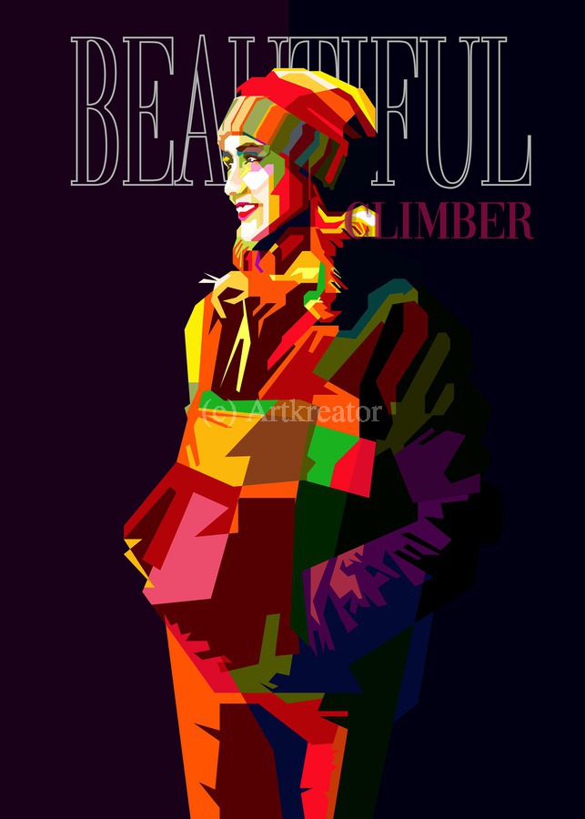 Beautiful Climber Portrait WPAP by Artkreator Wall Art