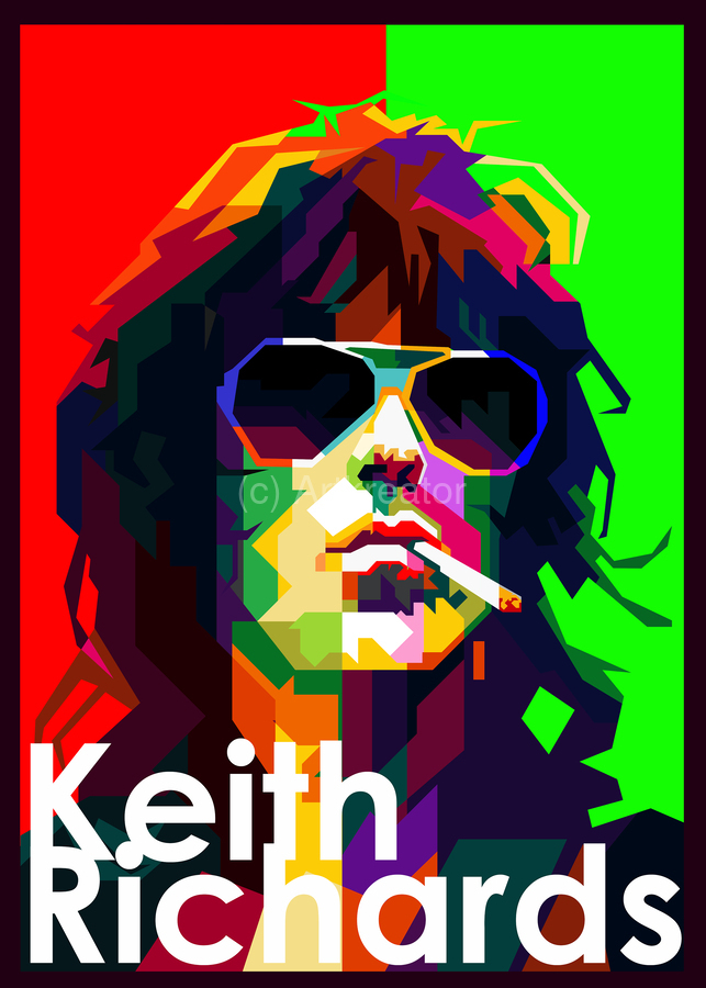 Keith Richards Pop Art WPAP by Artkreator Wall Art