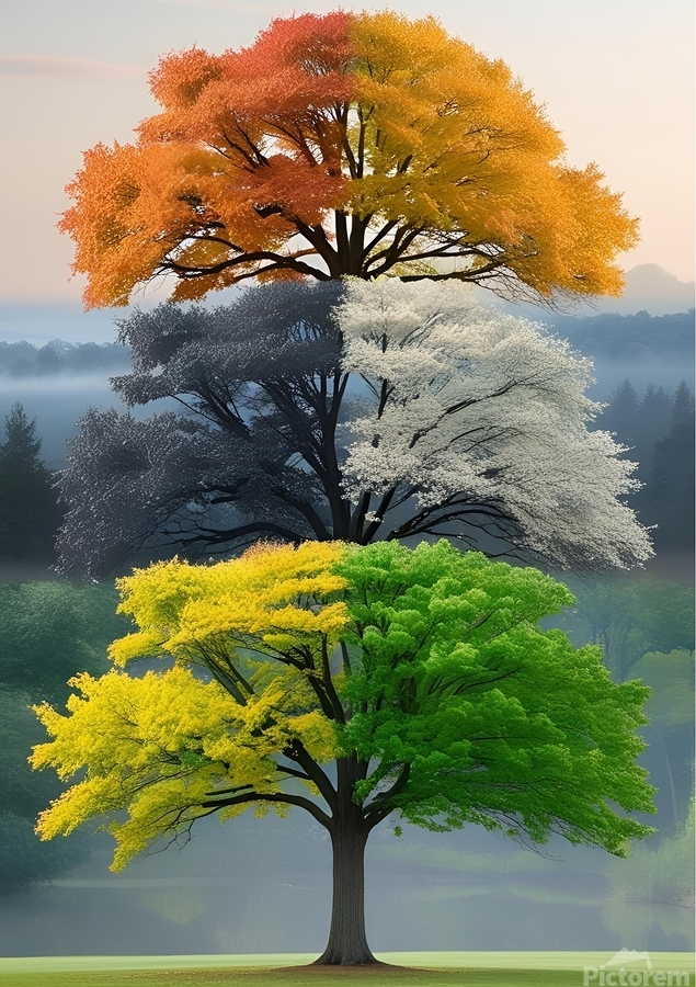 The Four Seasons Tree by el mehdi agriba Wall Art