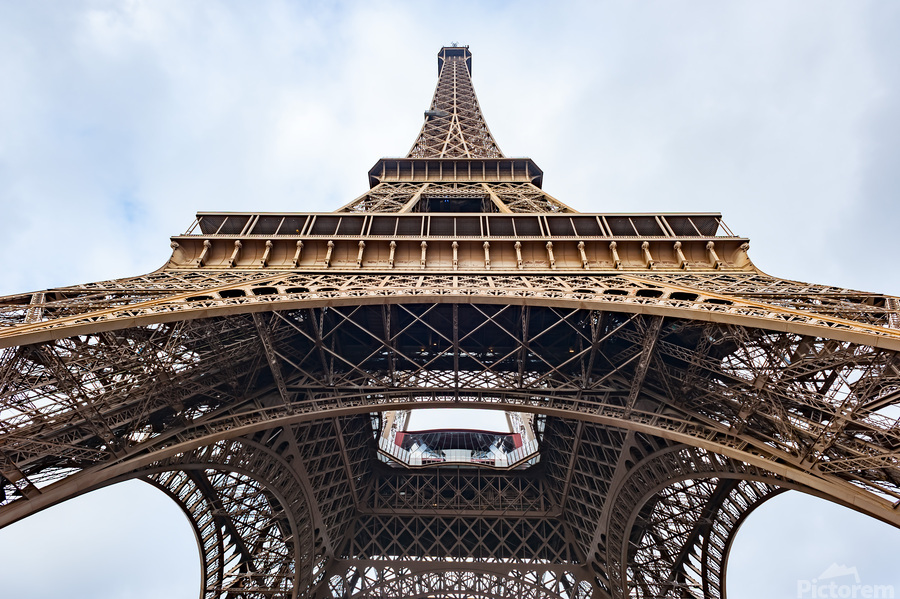 Eiffel tower low wide angle view in Paris by Philippe Lejeanvre Wall Art