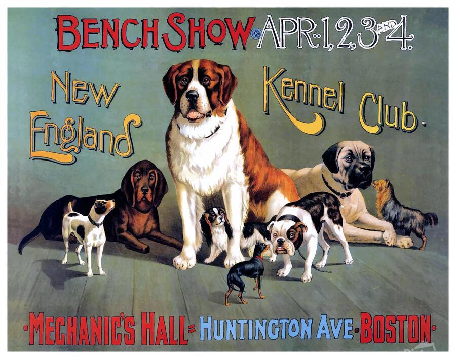 1890 New England Kennel Club Dog Show Poster by Retrographics Wall Art