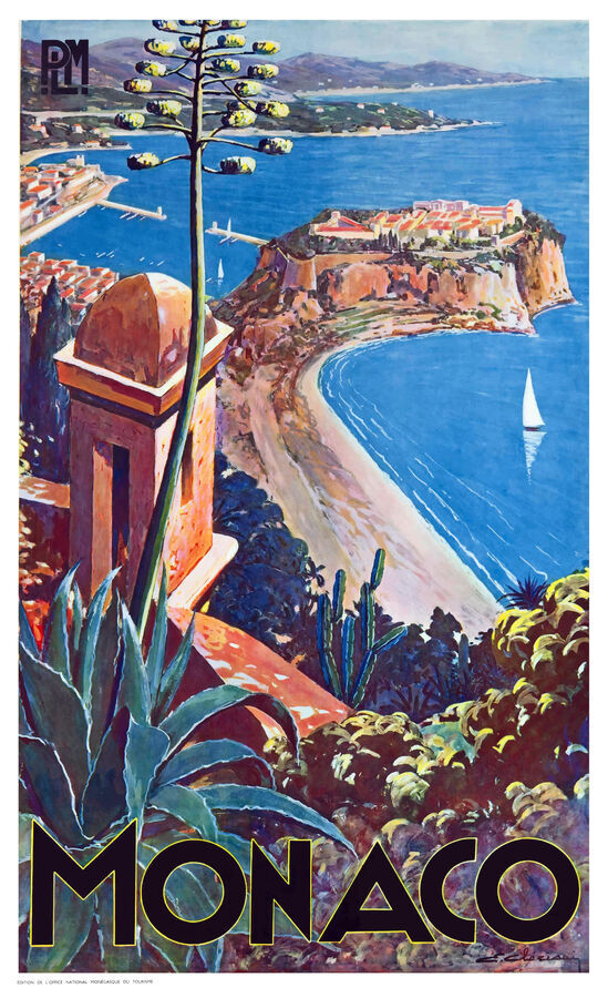 1930 MONACO PLM Train Travel Poster by Retrographics Wall Art