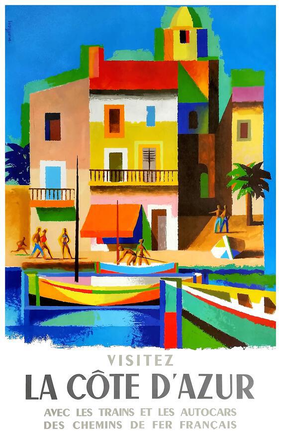 1963 Cote D Azur French Riviera Vintage World Travel Poster by ...