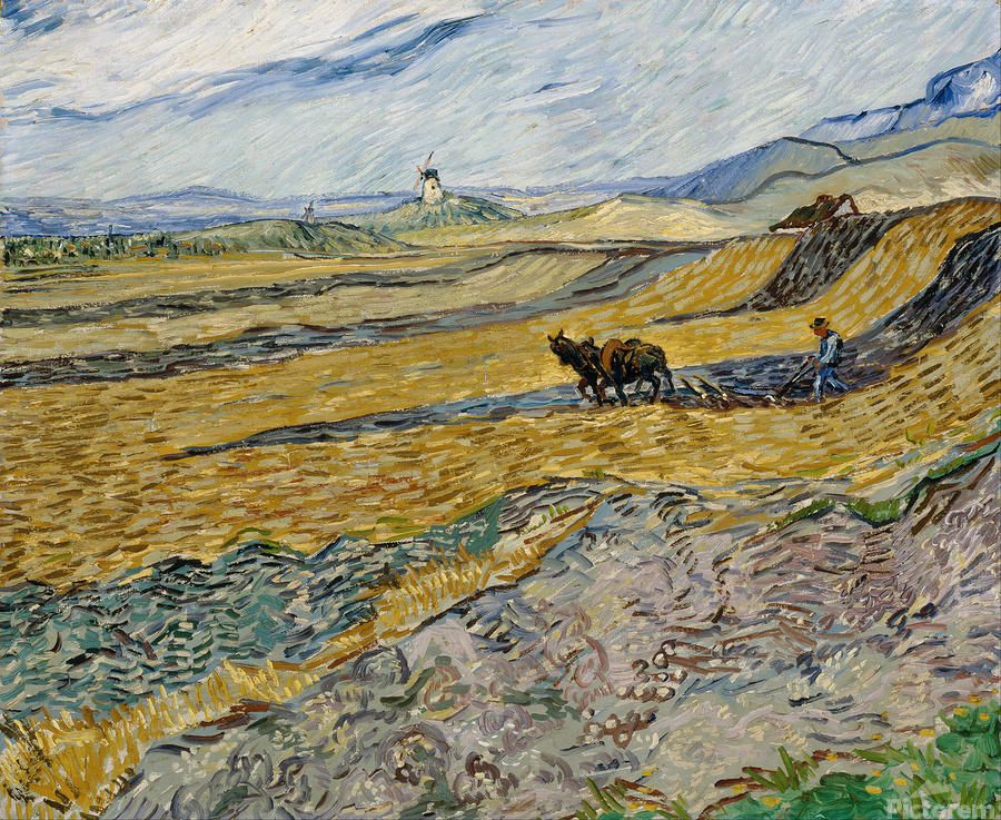 Vincent van Gogh - Enclosed Field with Ploughman . 1889 by Wirla Wall Art