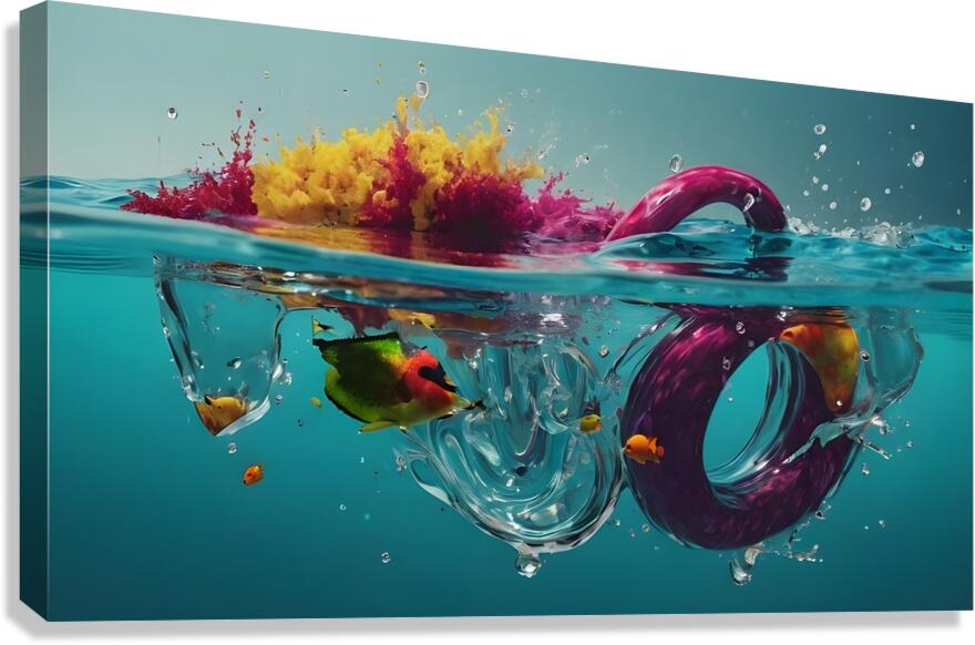 Imaginative drawings in beautiful colors in water by SevenNights Wall Art