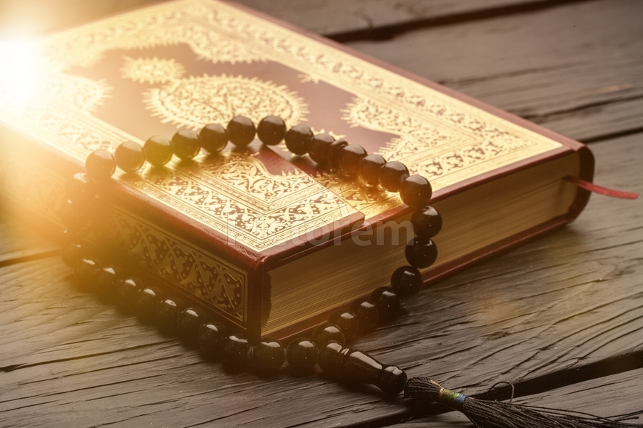 islamic book koran with rosary background by GrapyArt Wall Art