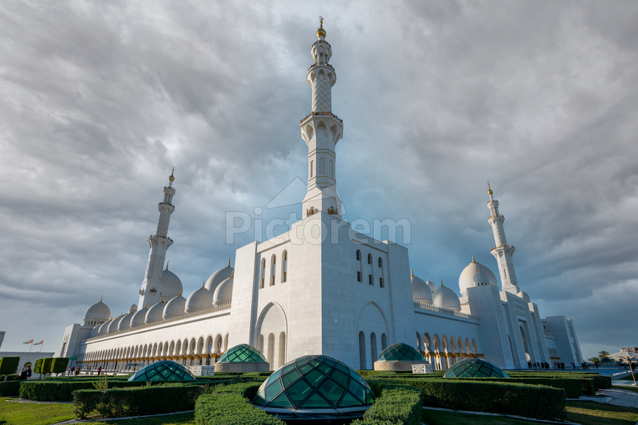 symmetrical view white mosque by GrapyArt Wall Art