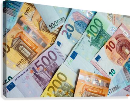 pile paper euro banknotes as part united country s payment system by ...