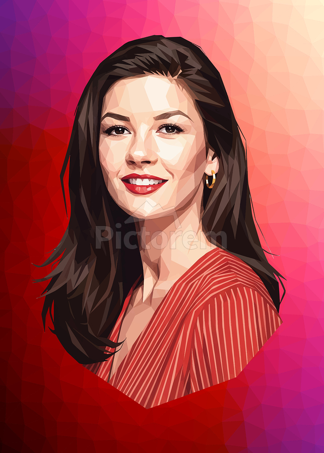 Catherine Zeta Jones Lowpoly by Low Profile Wall Art