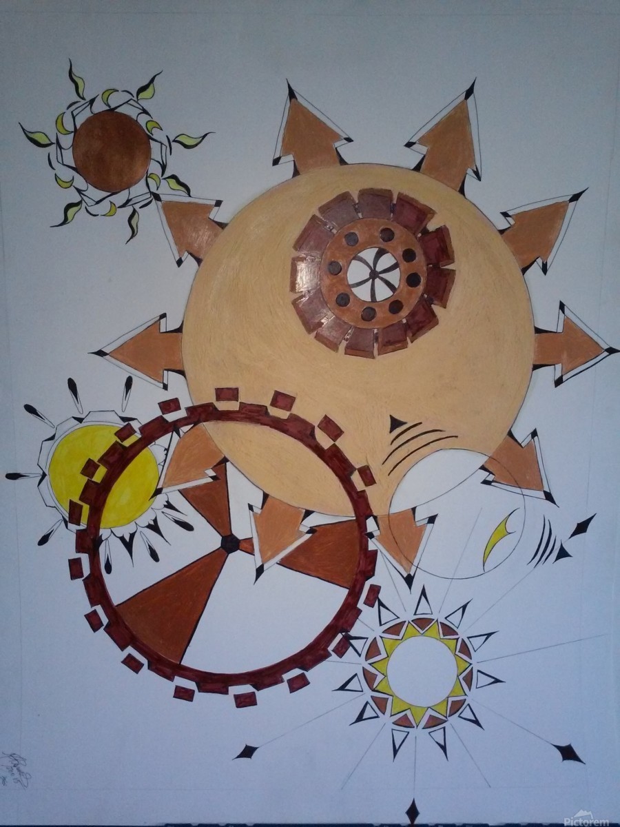 The Peachy Clock Wize Wheel. by Michelle Ramos Wall Art