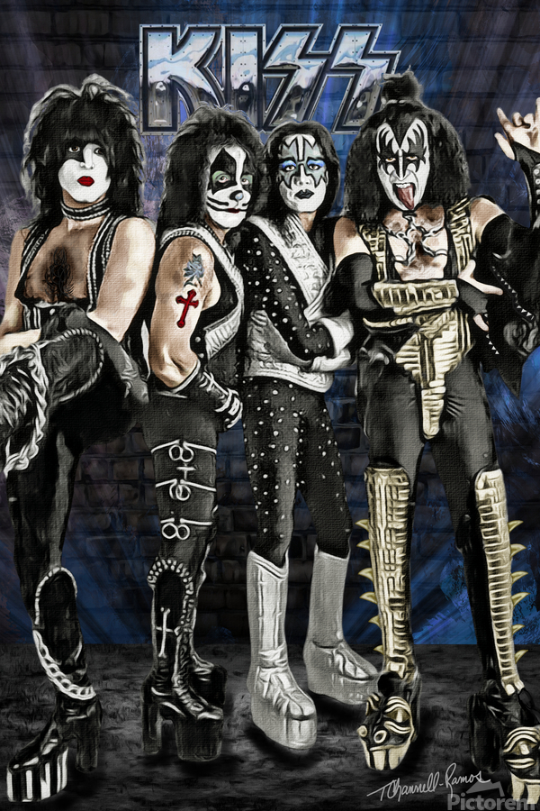 KISS 80s Rock Band Legend Portrait by Theresa Channell-Ramos Wall Art