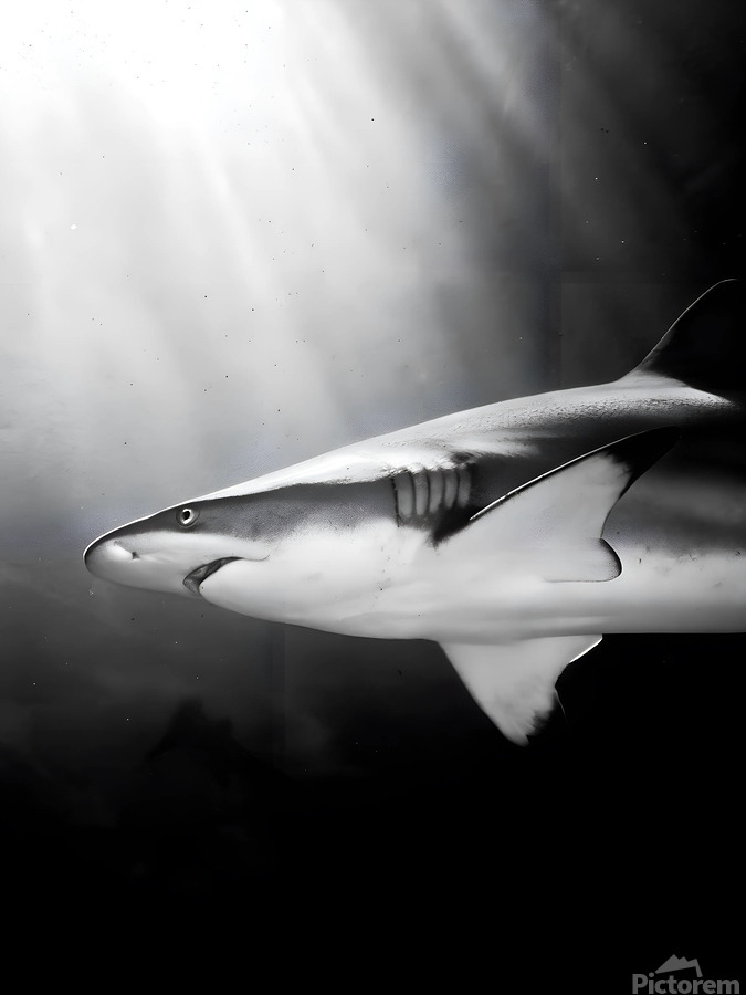 Monochrome Shark by Utaamodern Wall Art