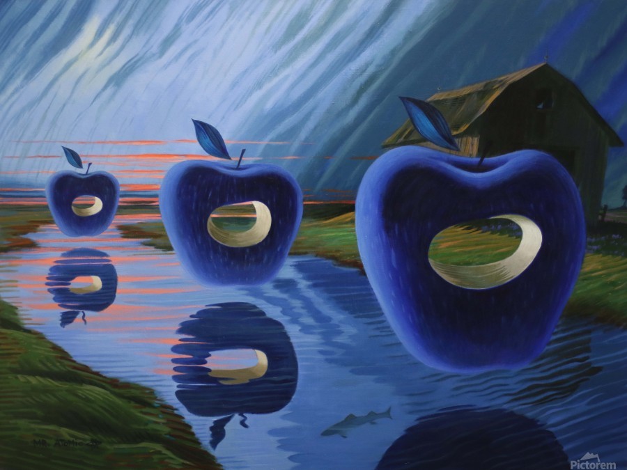 Three Floating Apples by Mr Atomic Art Wall Art