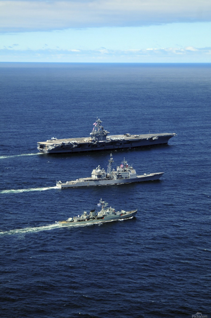 U.S. Navy ships perform tactical maneuvering exercises in the Atlantic ...