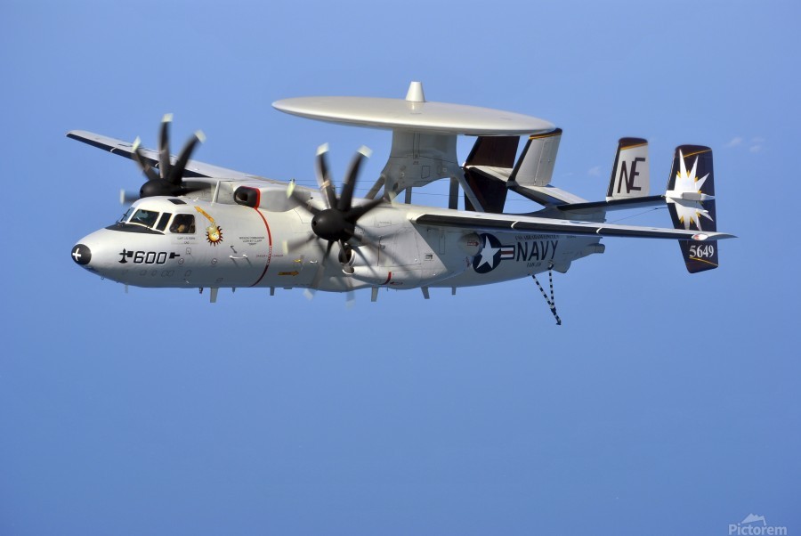 An E-2C Hawkeye in flight over the Arabian Sea. by StocktrekImages Wall Art