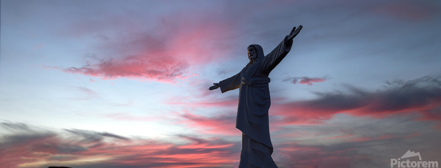 Peru. White Jesus Christ lookout scenic panoramic view of Cusco from ...