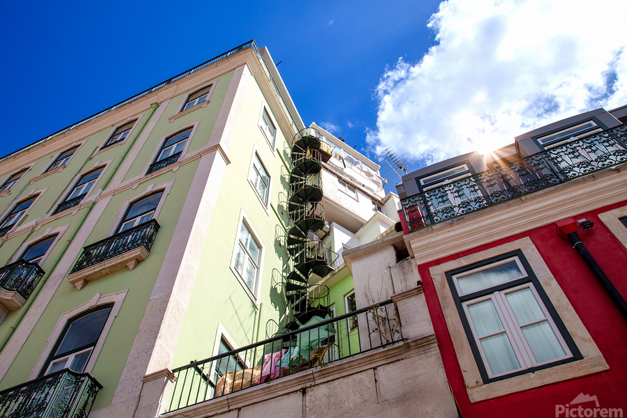 Typical Portuguese architecture and colorful buildings of Lisbon ...