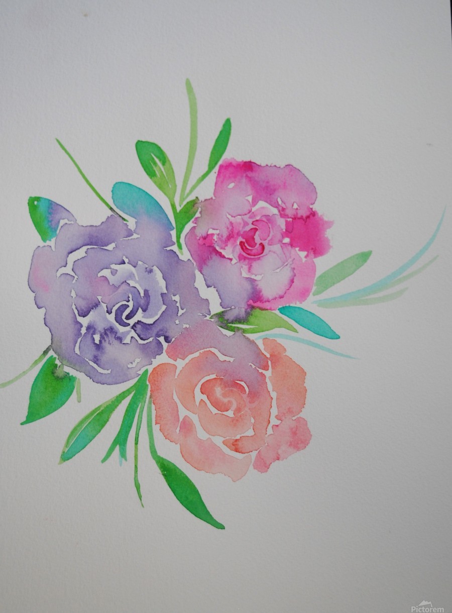Watery roses by April Hammon Wall Art