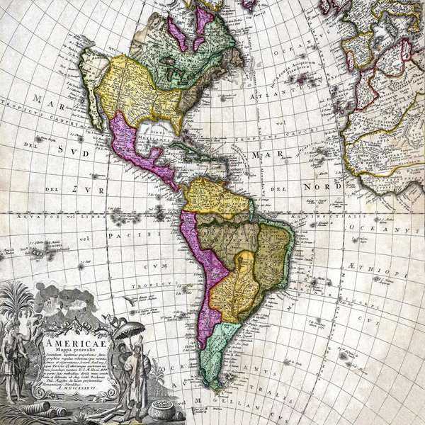 1954 mapa america maps old map 6 by artvi Wall Art