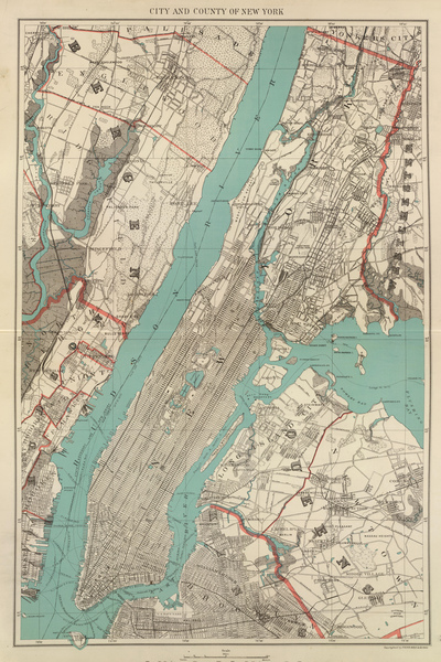 4795 pictorial map New York old map II by artvi Wall Art
