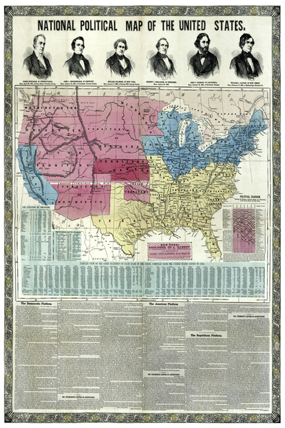 5206 United States National political map 1856 vi by artvi Wall Art