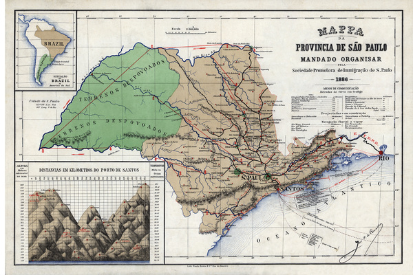 5320 Mappa da provinica de Sao Paulo Old picto by artvi Wall Art