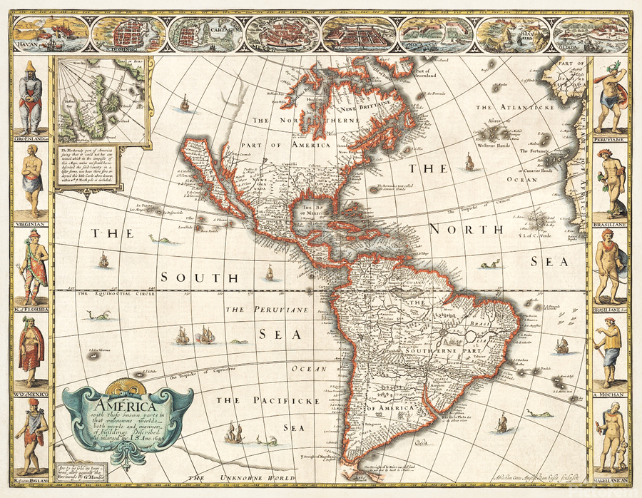 old map of america by artvi Wall Art