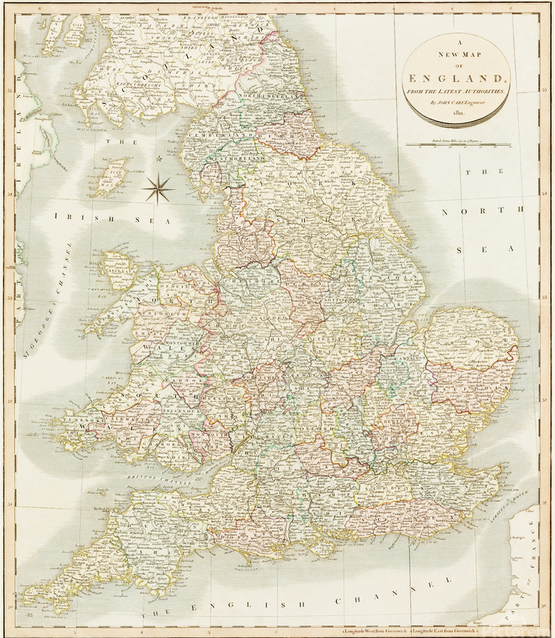 old map of england by artvi Wall Art