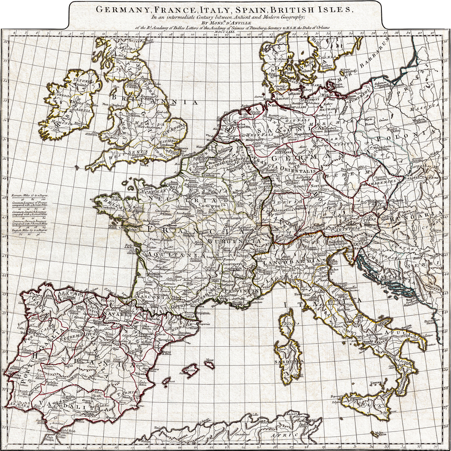 1600 america maps old map 11 by artvi Wall Art