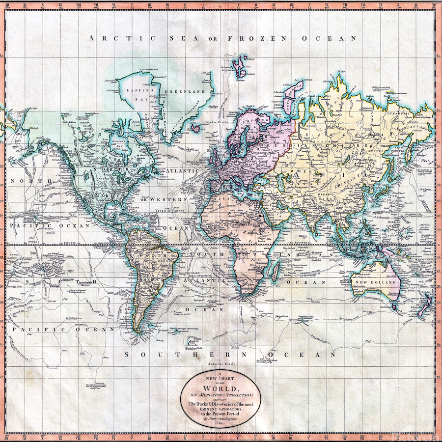 1600 america maps old map 2 by artvi Wall Art