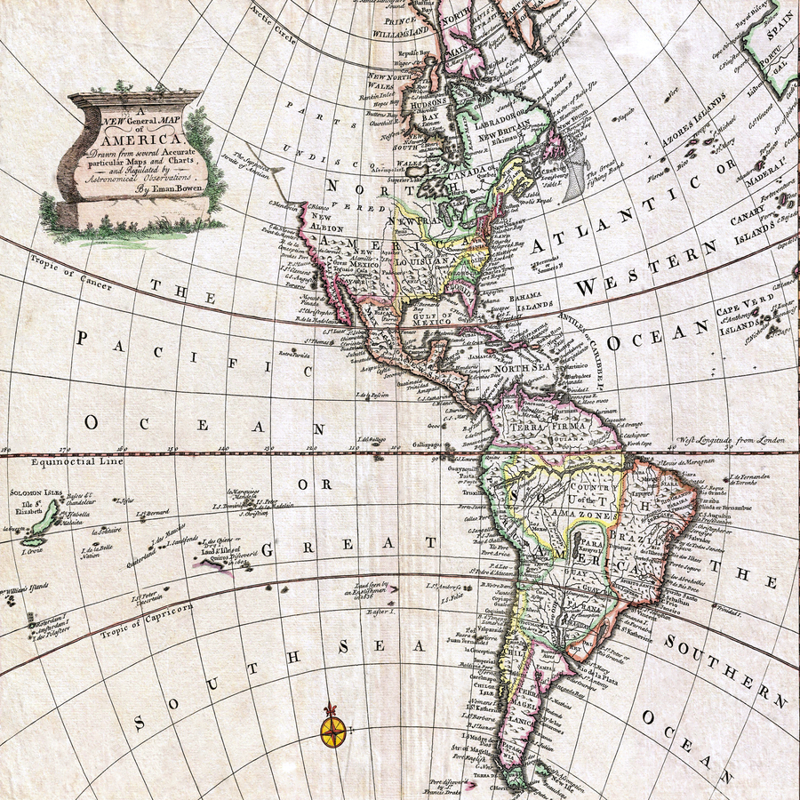 1733 america maps old map 16 by artvi Wall Art