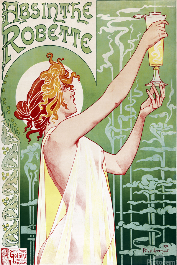 2590 alfons mucha Absinthe Robette by artvi Wall Art