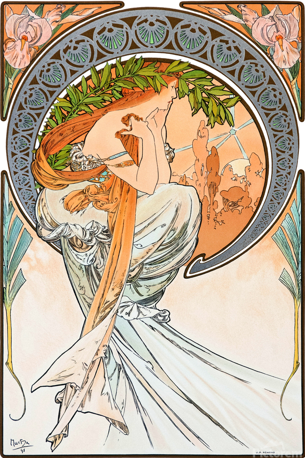 2592 alfons mucha High Definition by artvi Wall Art
