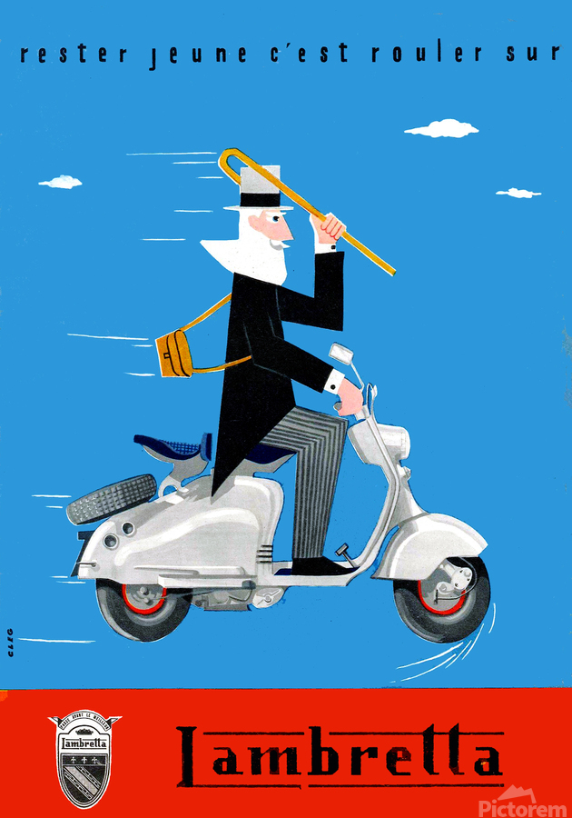 3802 vintage travel poster lambretta by artvi Wall Art