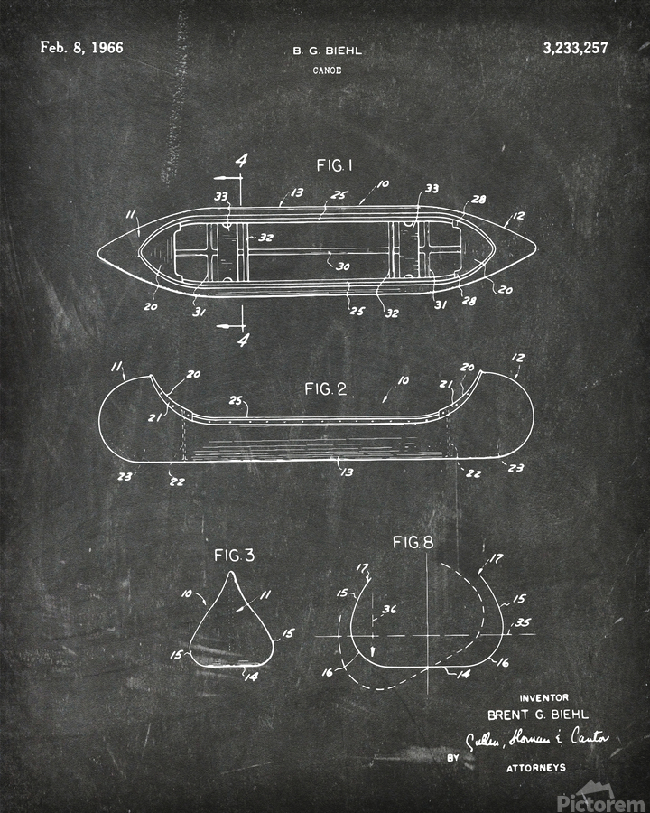 Canoe Patent patents industrial 1 by artvi Wall Art