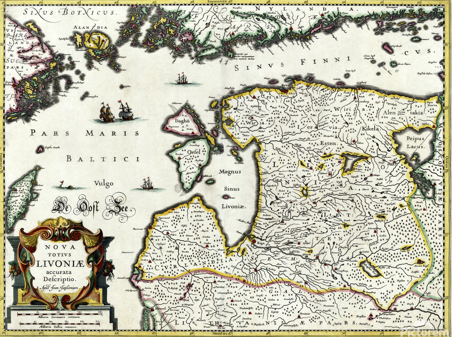 old map maps Mapa de Visscher de America del No by artvi Wall Art