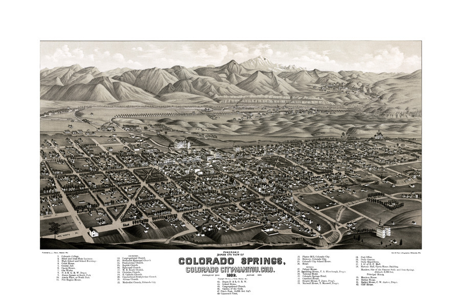 4821 Illustrated Map of Colorado Springs Colora by artvi Wall Art