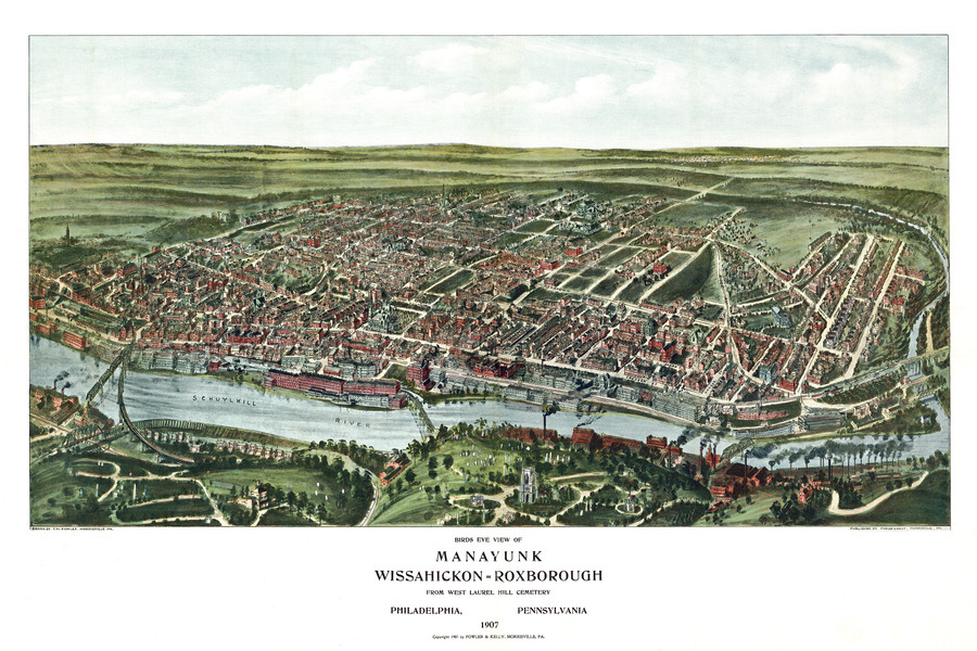 5077 Pictorial Map of Manayunk Philadelphia Penns by artvi Wall Art