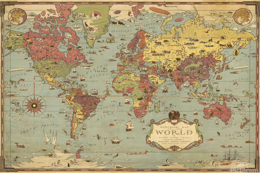 5404 Mercator world map by artvi Wall Art