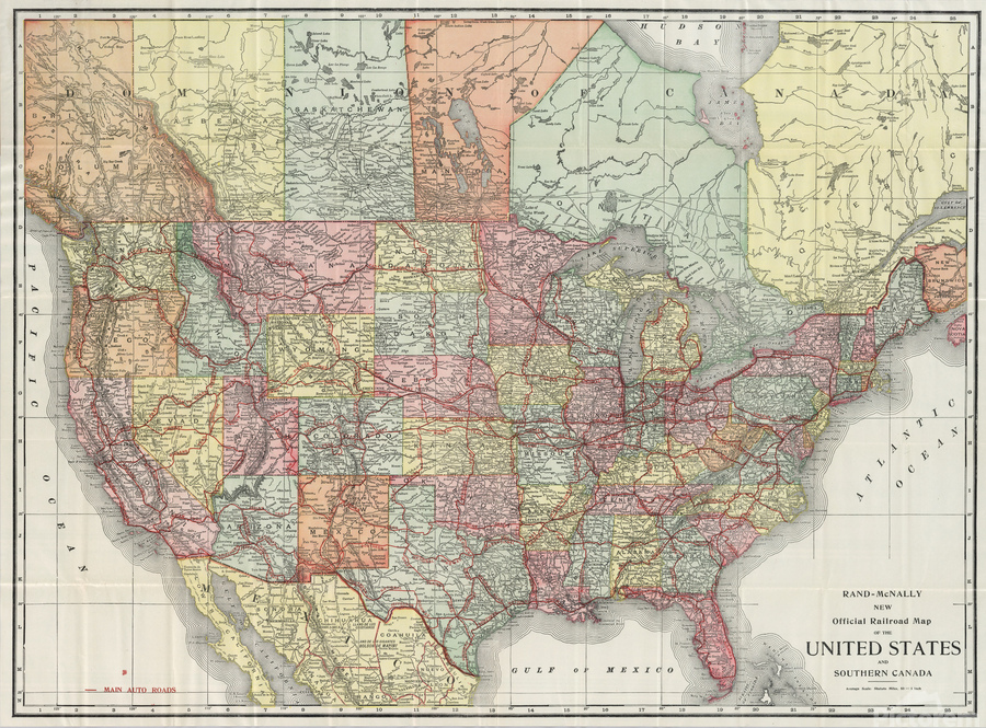 6247 Old road map of the united states of america by artvi Wall Art