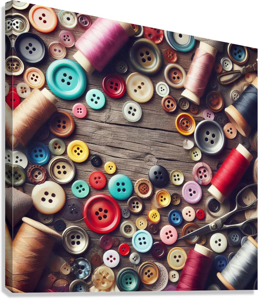 25 Banner of buttons of various colors for sewing by artvi Wall Art