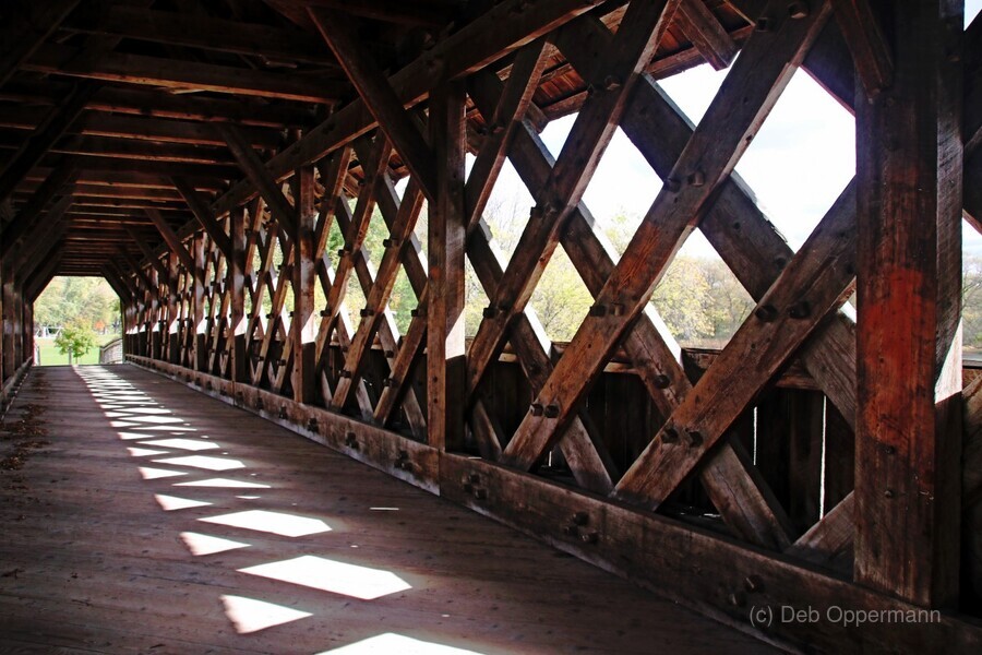 Wood Lattice Covered Bridge by Deb Oppermann Wall Art